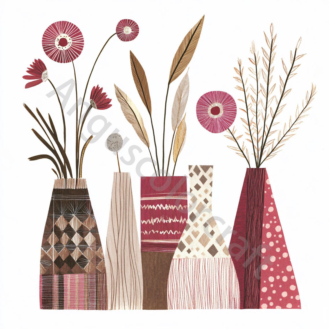 13 JPG Vase of Flowers Clipart, Row of Flowers, Digital Download ...
