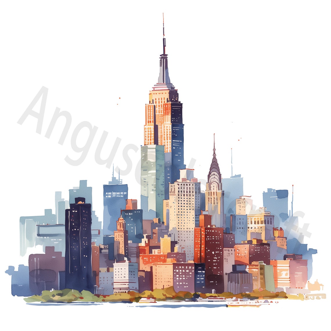 Watercolor New York City Clipart, 16 High-quality Images, Adorable ...