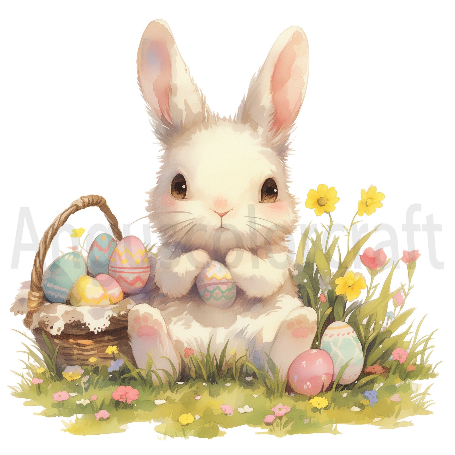 Cute Bunny, Rabbit Clipart, Easter Egg-20 High Quality Jpgs ...