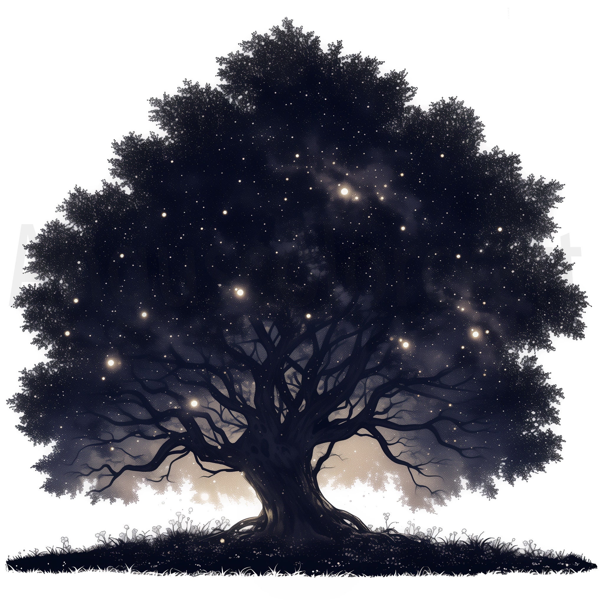 Galaxy Tree Clipart, Starry Sky Tree, Mystical Tree Clipart Bundle, 20 ...