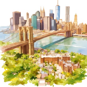 Watercolor New York City Clipart, 16 High-quality Images, New York City ...
