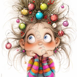 Quirky Christmas Girl Clip Art 13 High Res Watercolor Jpgs, Junk ...