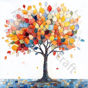 Whimsical Tree Clip Art Bundle 10 Watercolor Jpgs Clip Art, Mosaic ...