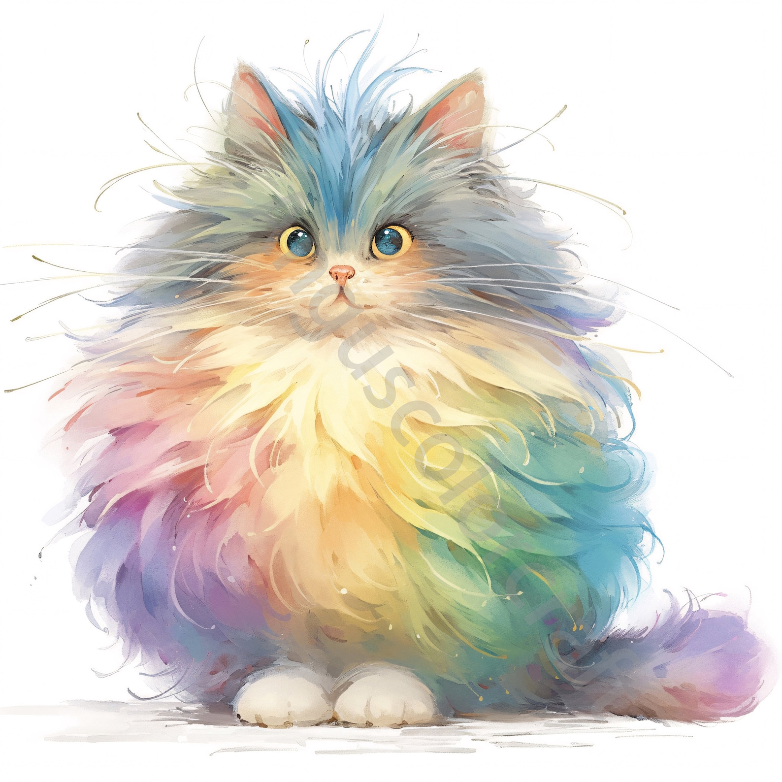 15 Cute Whimsical Cat Clipart, Rainbow Kitten Clipart, High Res JPG ...