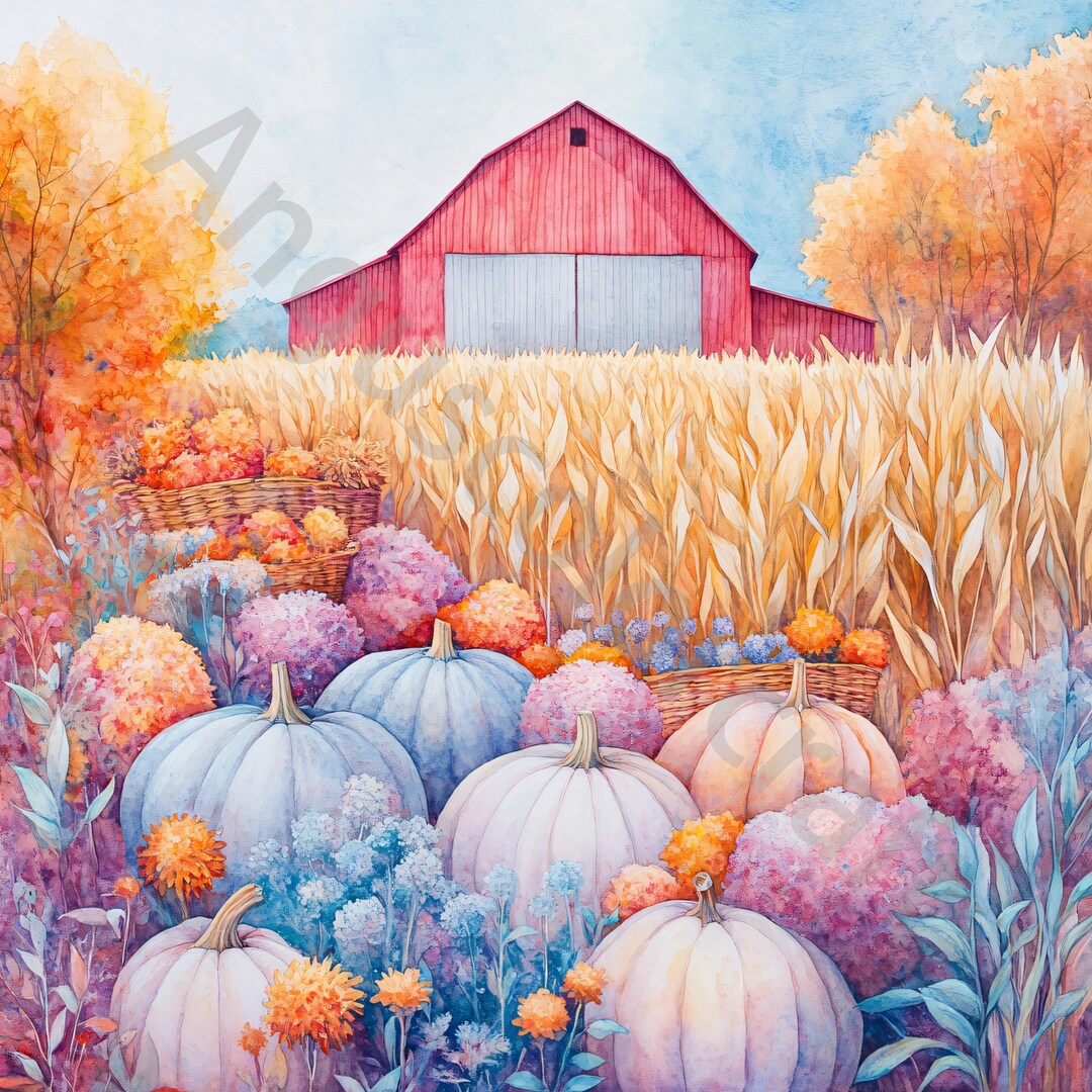 Watercolor Pumpkin Farm Clip Art: Whimsical Fall Designs (10 Jpgs ...
