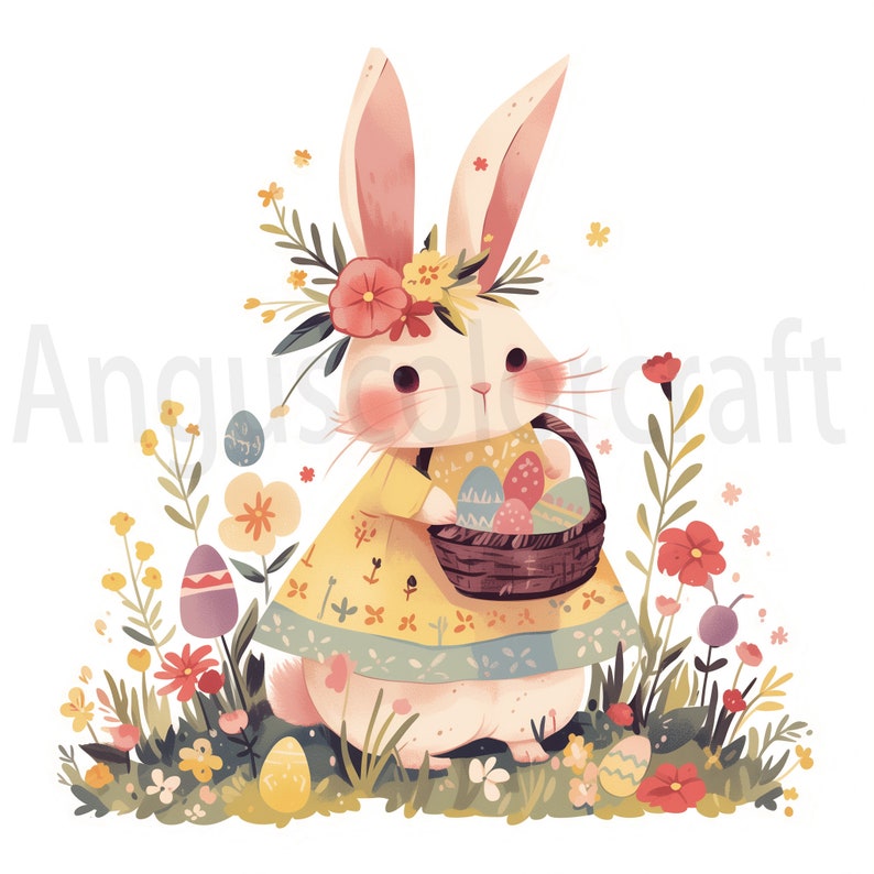 25 Happy Easter Bunny Clipart Bundle, Cute Easter Bunny, Easter Egg ...