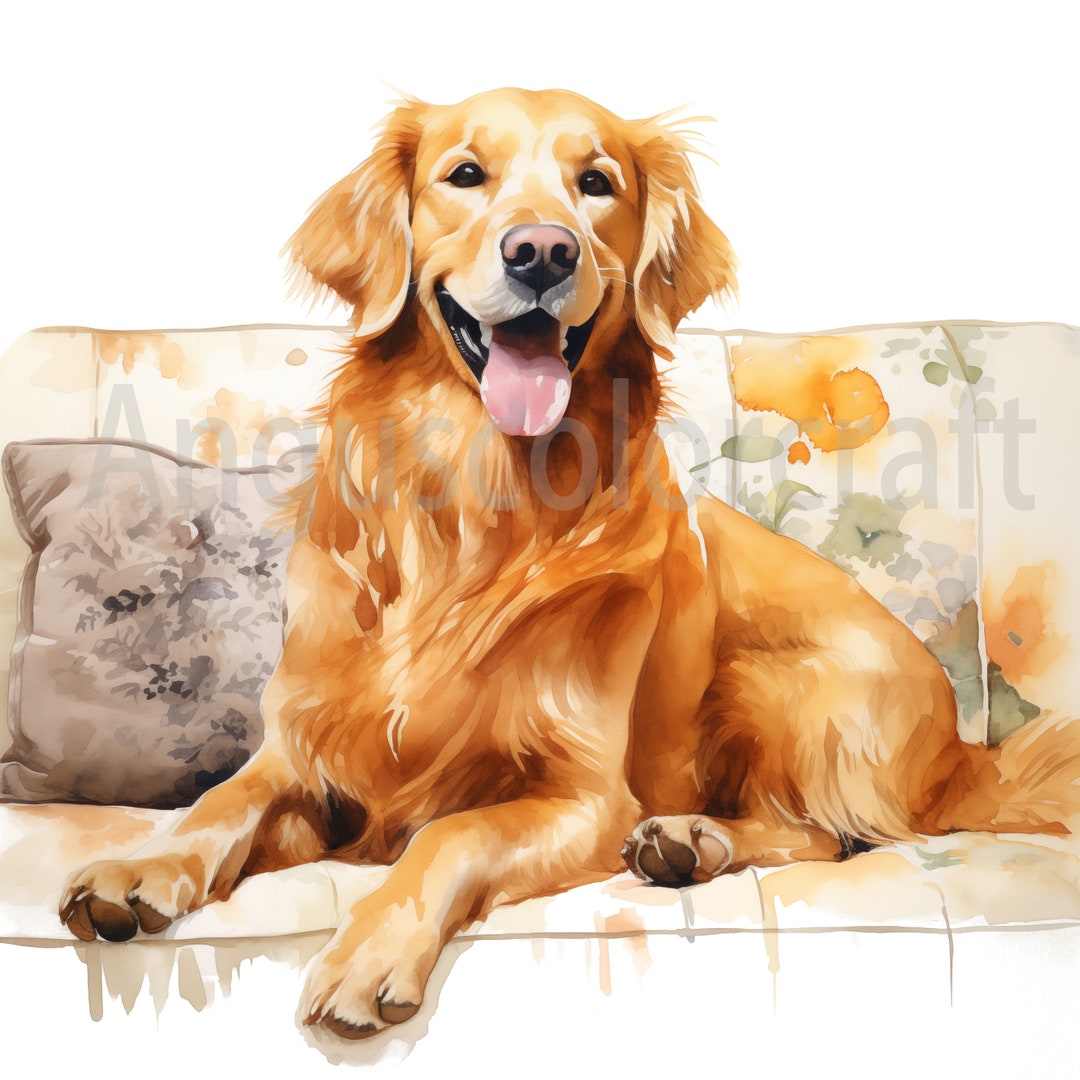 18 Watercolor Golden Retriever Clipart Golden Retriever Lover Clipart ...