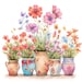 15 Cute Whimsical Flower Clipart, Row of Flowers Clipart, High Res JPG ...