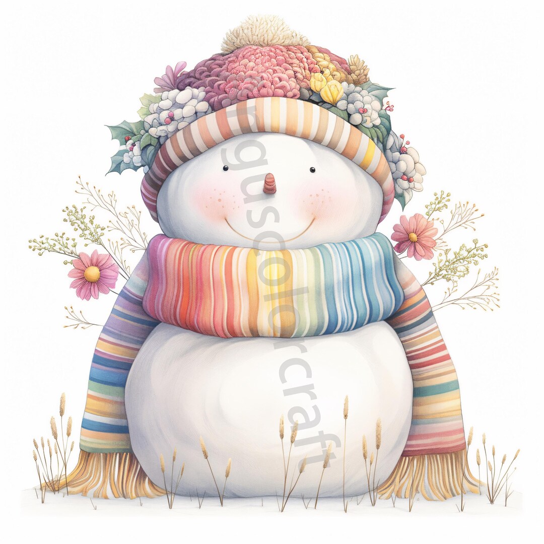 Christmas Snowman Clipart Bundle, 10 Snowman JPG Collection, Snowman ...