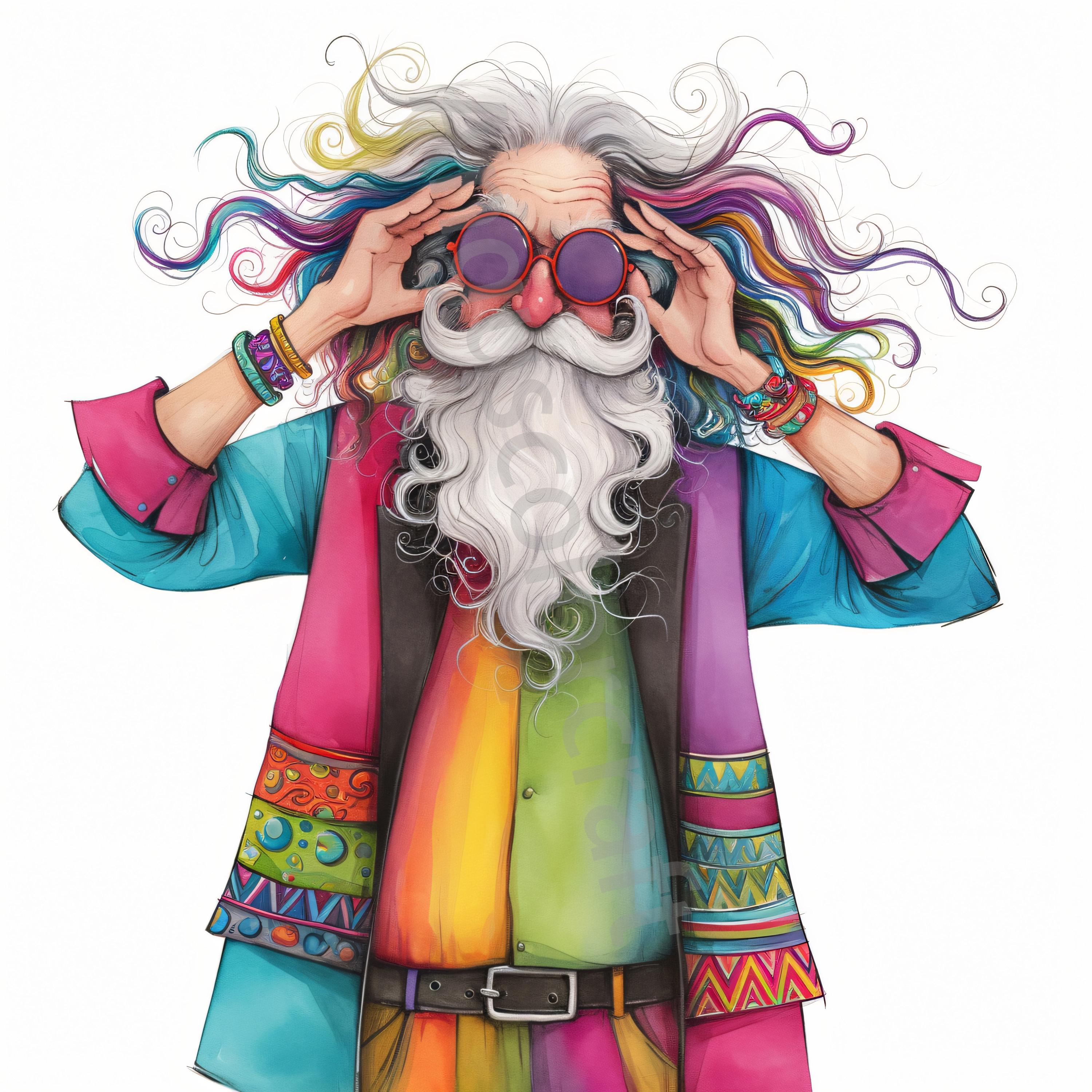 10 JPG Quirky Grandpa Clip Art, Watercolor Clip Art, Junk Journaling ...