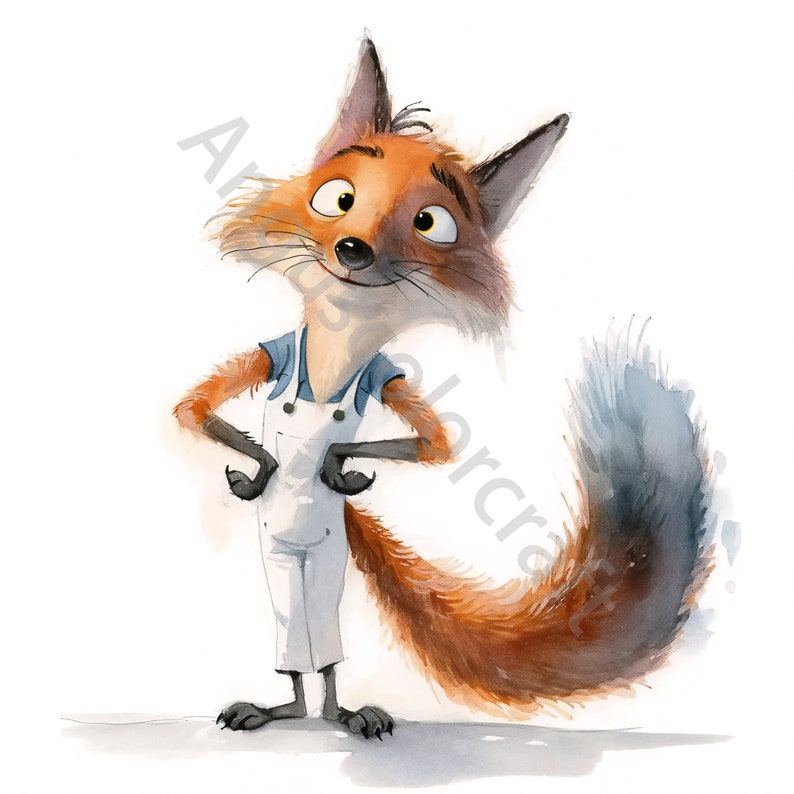 13 Jpgs Funny Fox Clipart, Commercial Use, Whimsical Ephemera ...