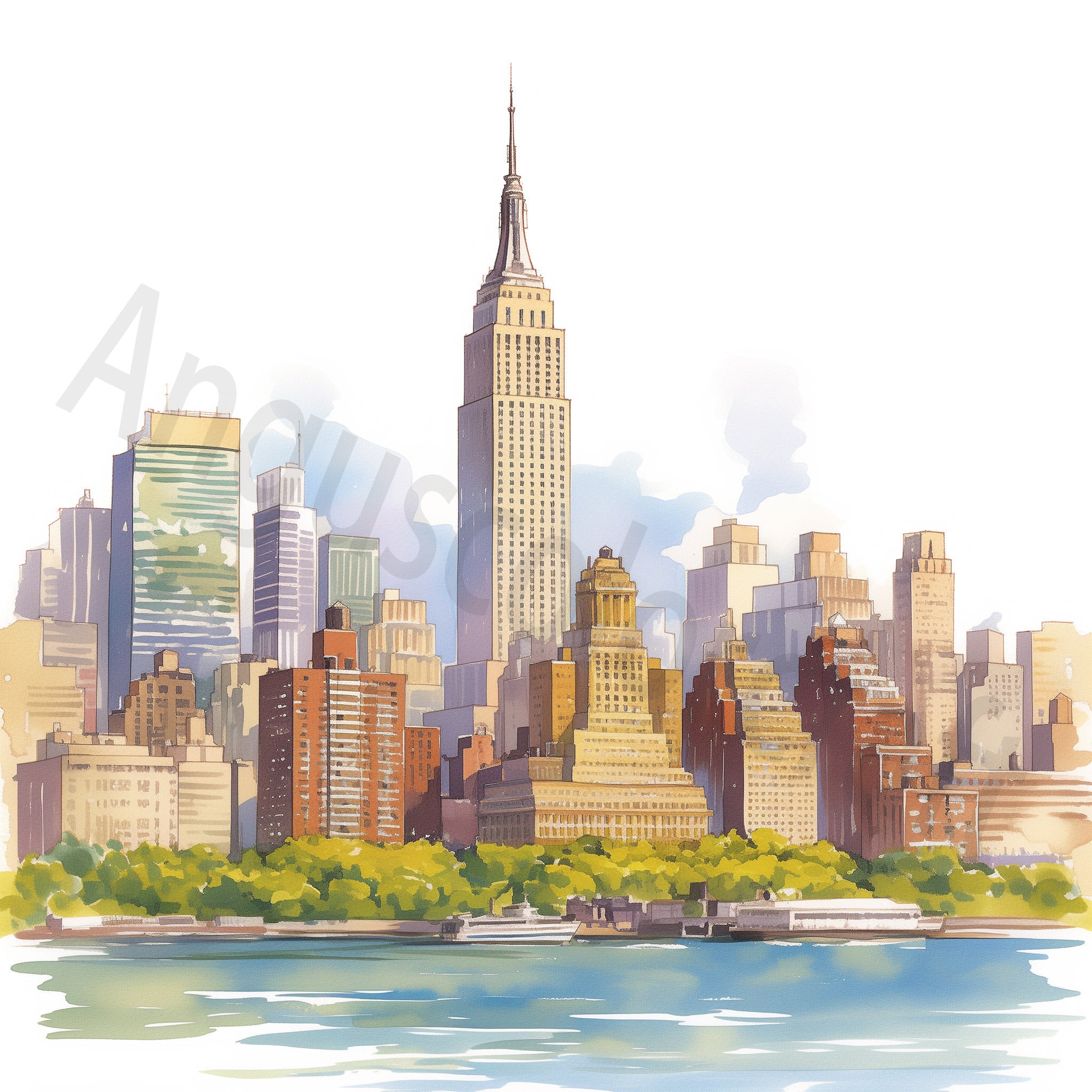 Watercolor New York City Clipart, 16 High-quality Images, Adorable ...