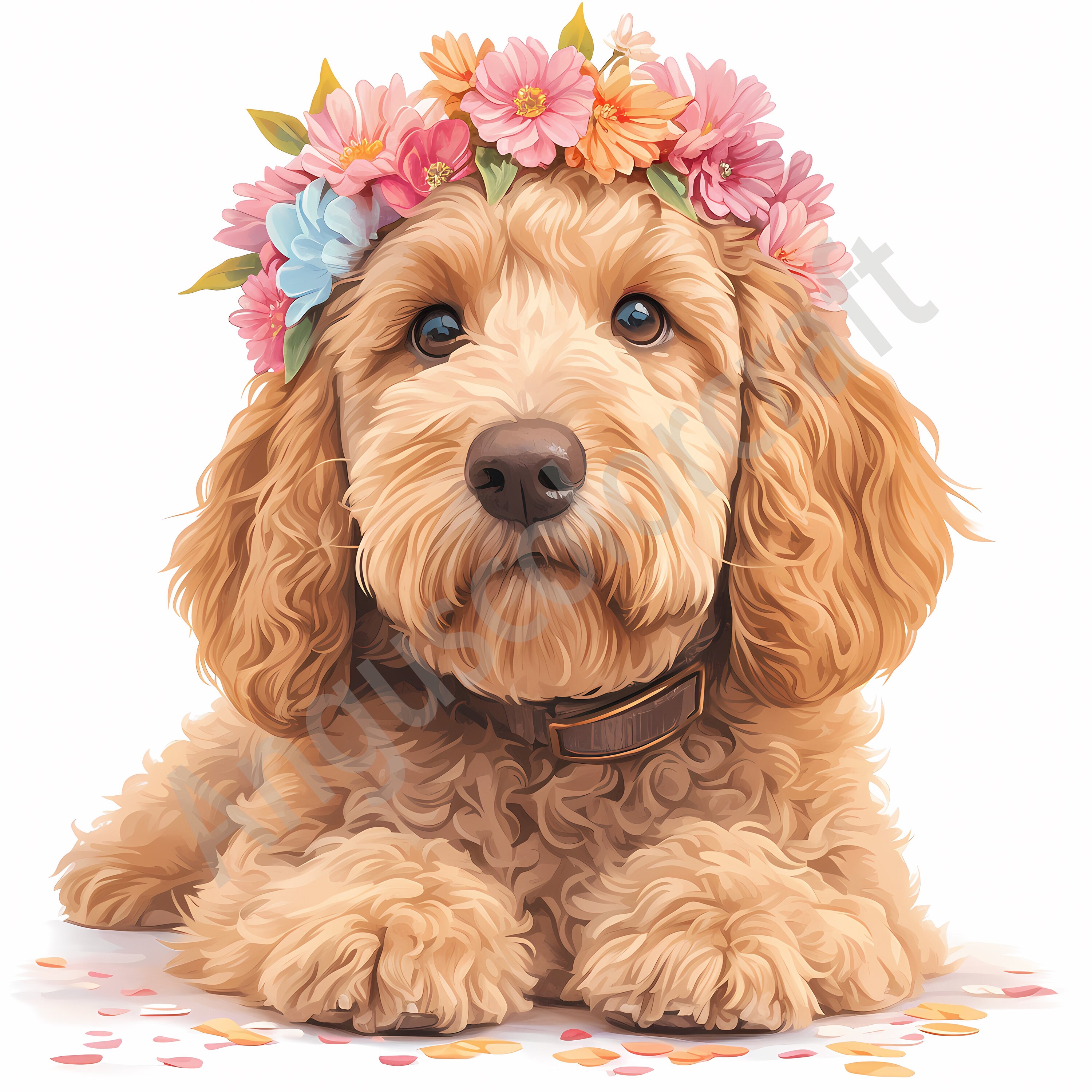 Spring Mini Golden Doodle Clipart - 13 High Quality Jpgs - Digital ...