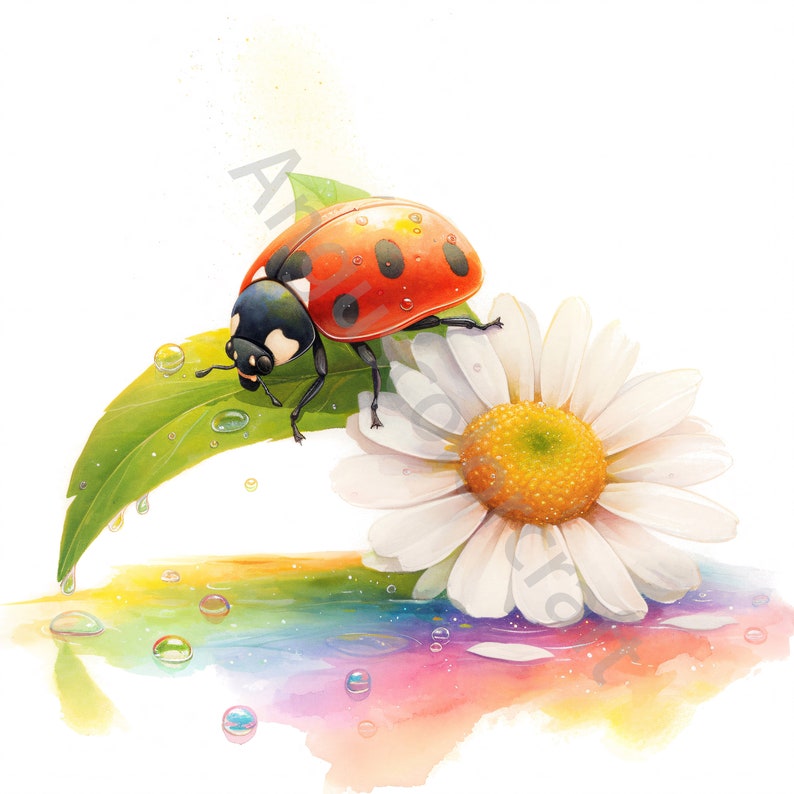 Cute Ladybugs Clipart, 12 JPG Commercial Use, Whimsical Ephemera ...