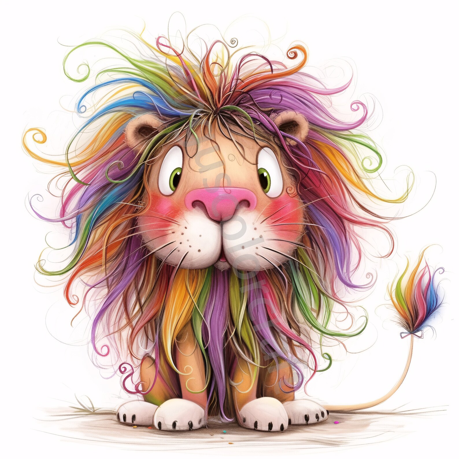 13 Quirky Lion Clipart, Commercial Use, Whimsical Ephemera, Watercolor ...