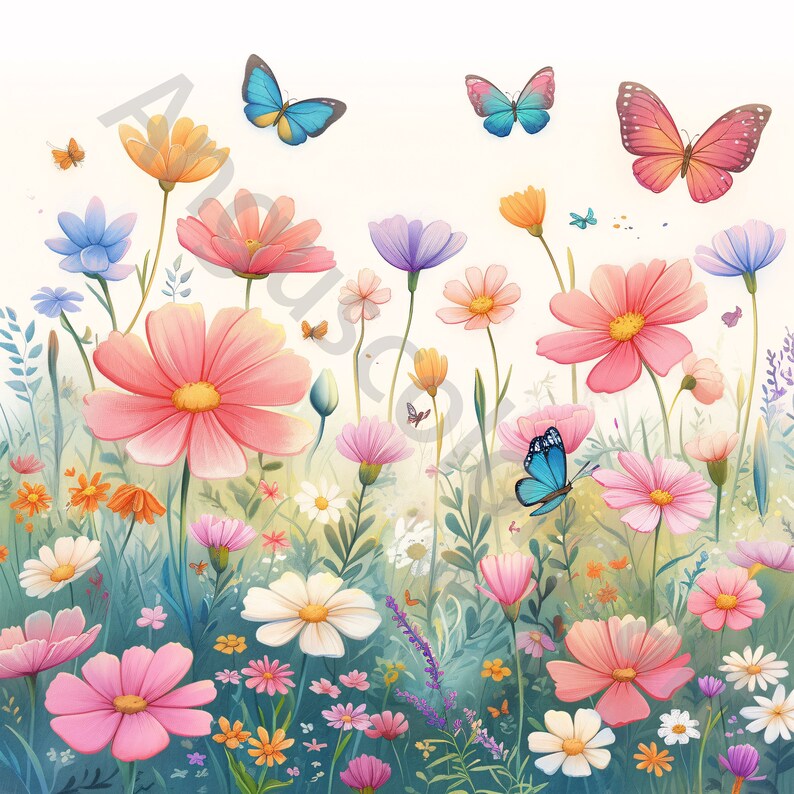 Butterfly Garden Clip Art Bundle 10 High Res Watercolor Clipart Jpgs ...