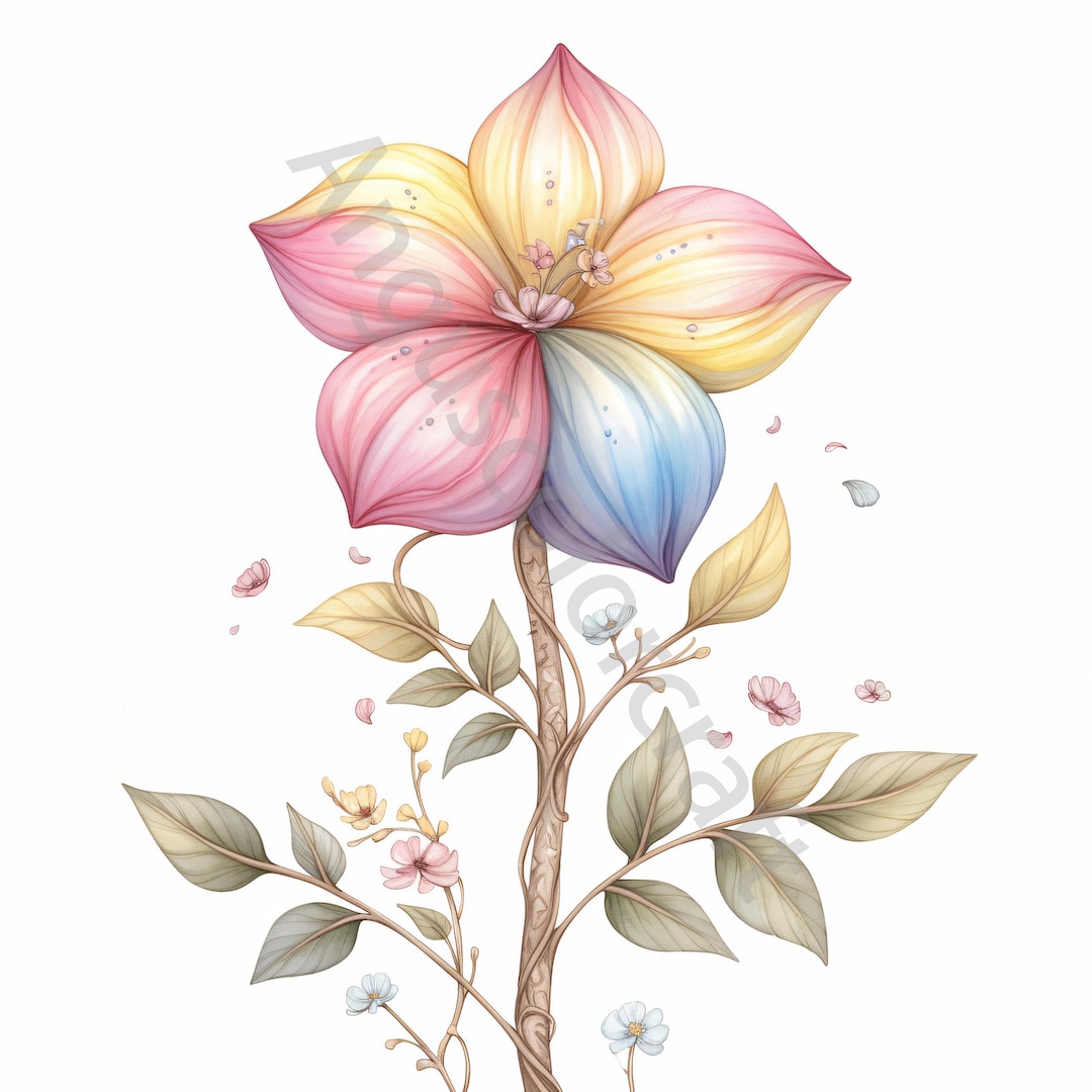 15 Cute Whimsical Flower Clipart, Quirky Flowers Clipart, High Res JPG ...