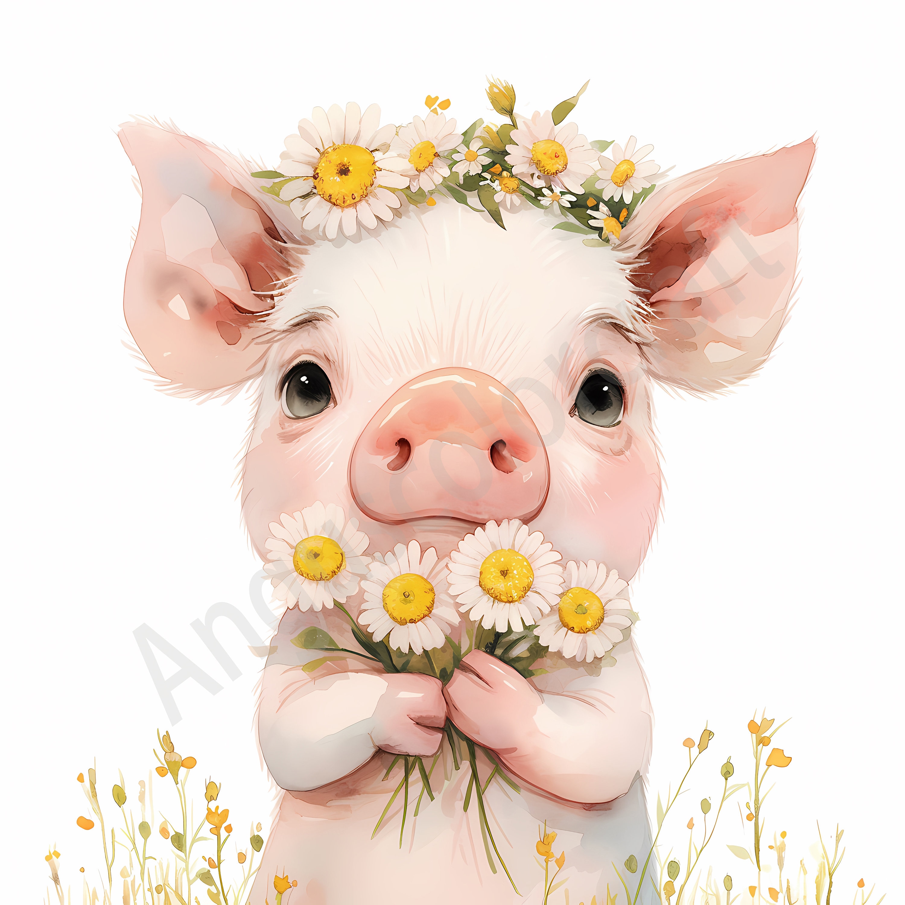 18 Cute Watercolor Pig Clipart Sublimation Design Wildflowers Pig Shirt ...