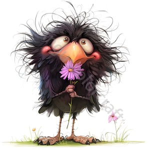 14 Crazy Raven Clip Art, Funny Bird Clipart, High Quality Jpgs, Digital ...
