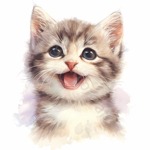 Watercolor Cute Cat Clipart Bundle, Clip Art Set of 17 High Quality ...