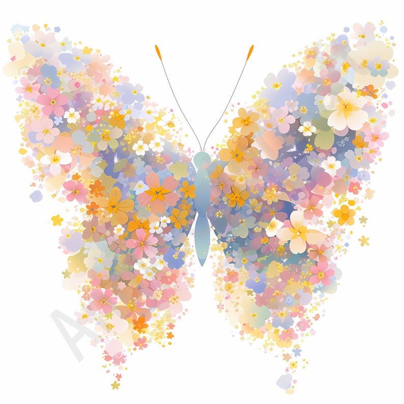 Watercolor Flower Butterfly Clipart 22 High Quality Jpgs, Digital Paper ...