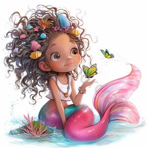 11 JPG Quirky Black Mermaid Clipart, Commercial Use, Whimsical Ephemera ...