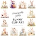25 Happy Easter Bunny Clipart Bundle, Cute Easter Bunny, Easter Egg ...
