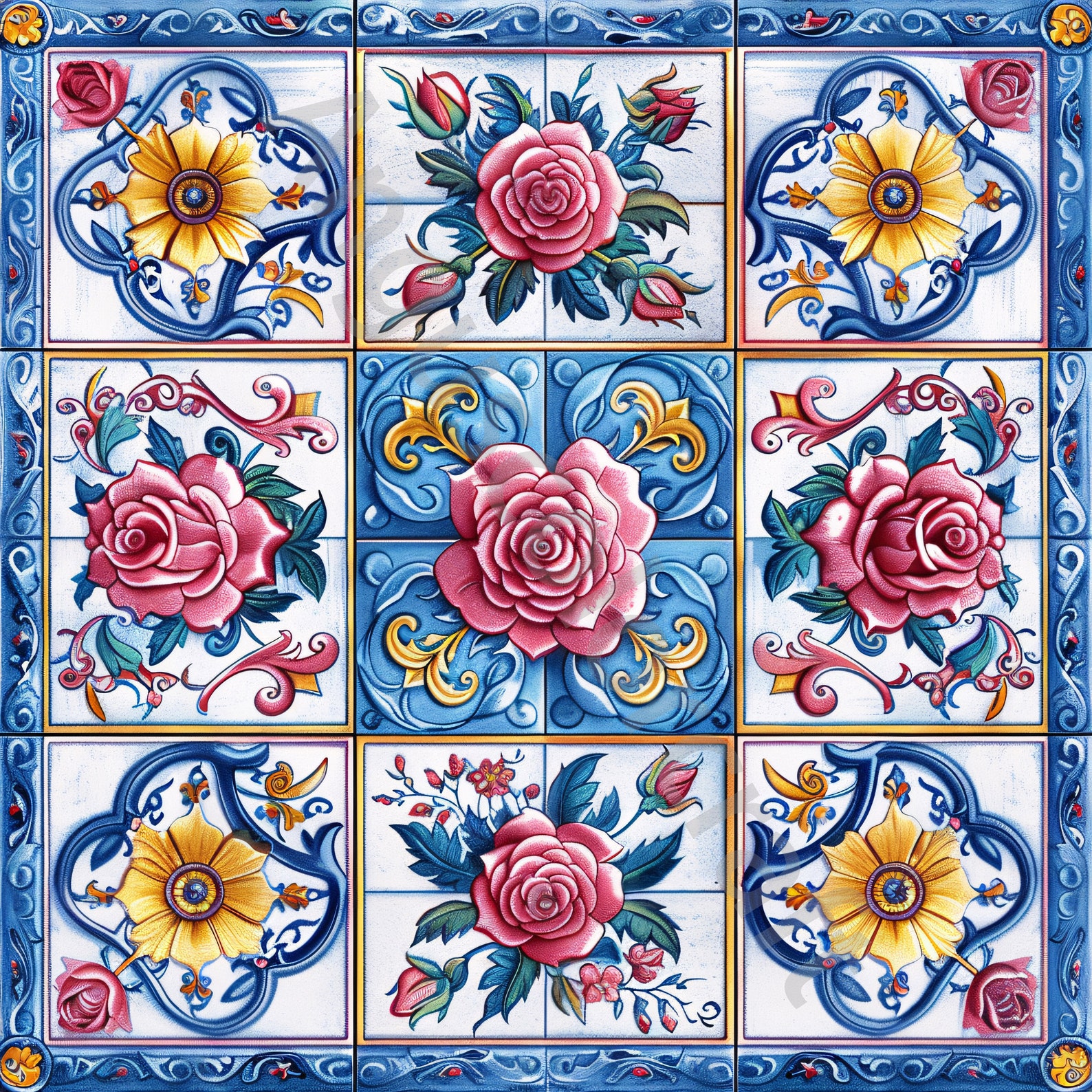 Flower Patterns Clip Art Bundle, Watercolor Flower Background, 10 High ...