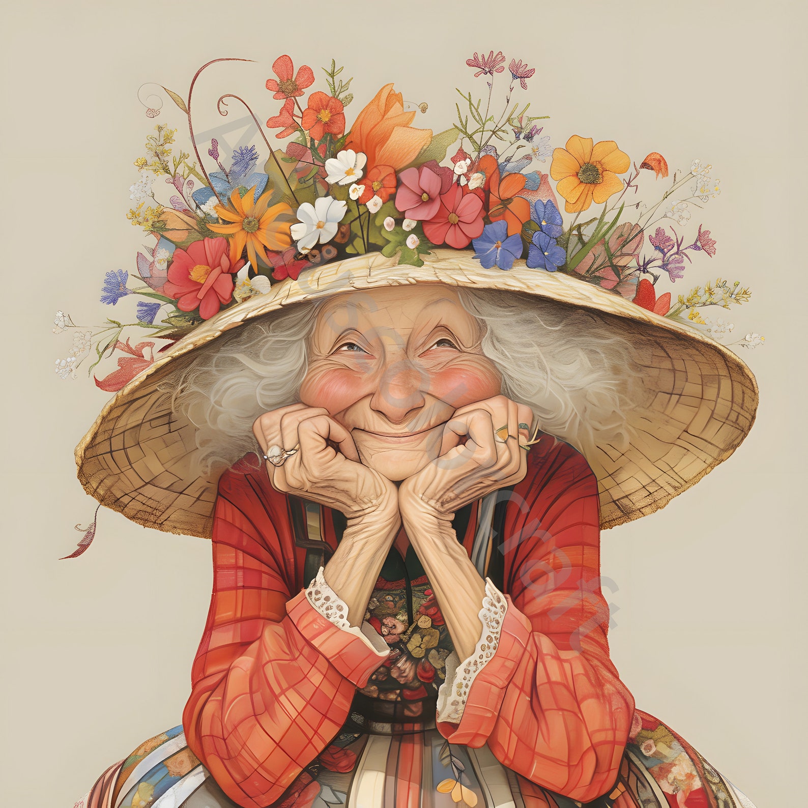 Whimsical Old Women Watercolor Clipart, Vintage Lady Art (10 Jpgs ...