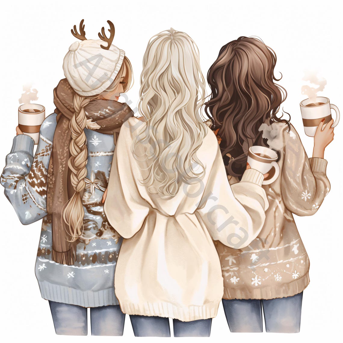 Friends in Winter Clipart, 10JPG, Digital Download, Women Friend ...