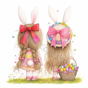 13 Easter Girl Clip Art, Watercolor Clipart JPG, Junk Journaling ...