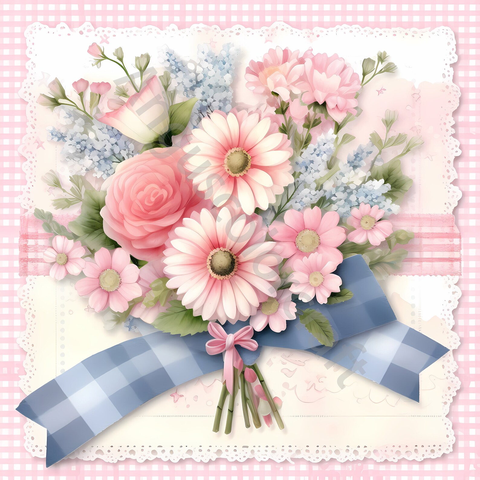 12 Pink Calico Paper Clip Art Bundle Watercolor Clipart JPG, Junk ...