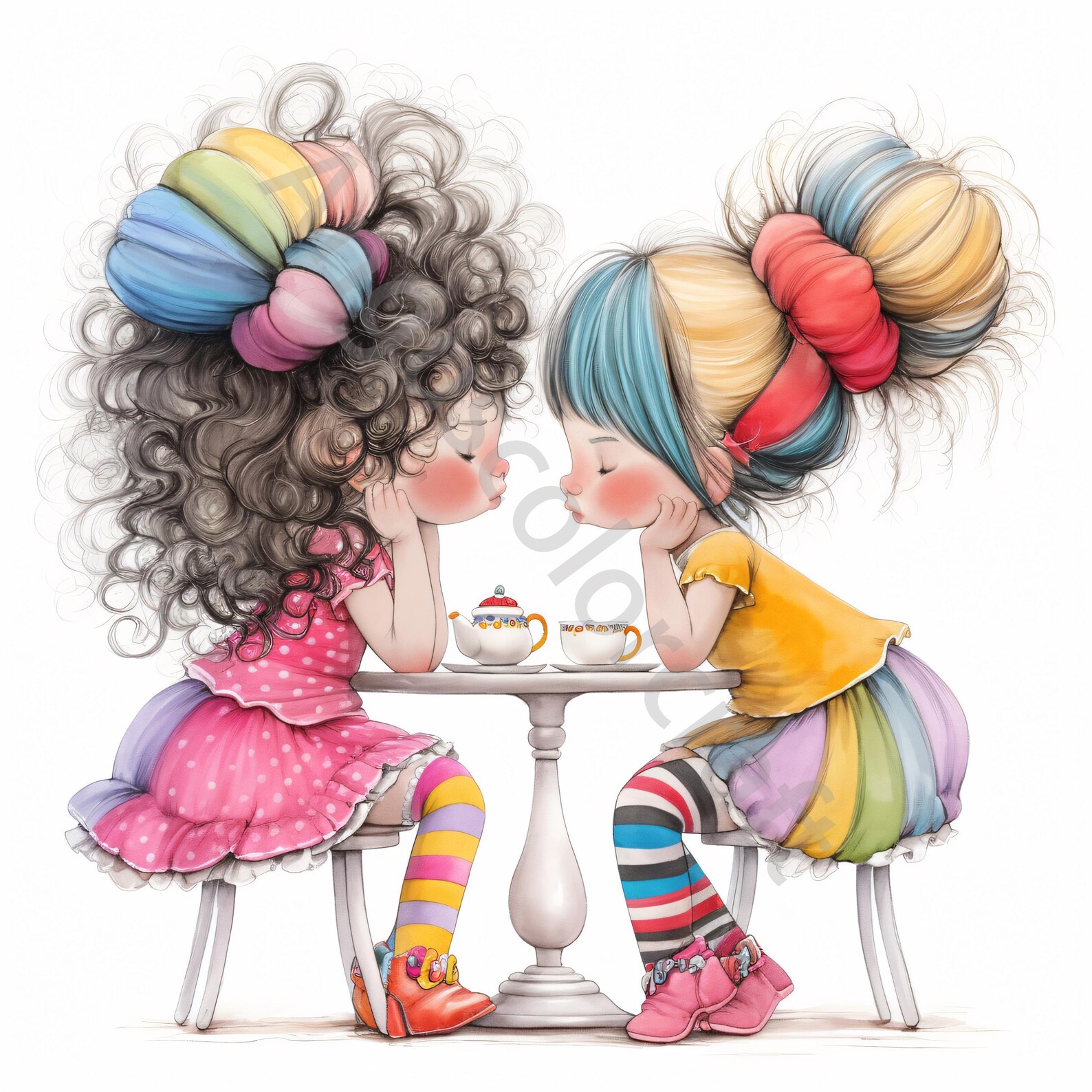 Whimsical Tea Party Clip Art Bundle 13 Watercolor Clipart JPG Junk ...