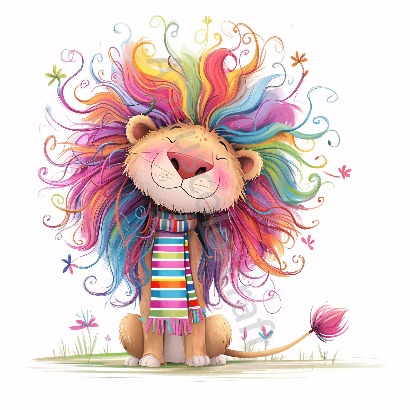 13 Quirky Lion Clipart, Commercial Use, Whimsical Ephemera, Watercolor ...