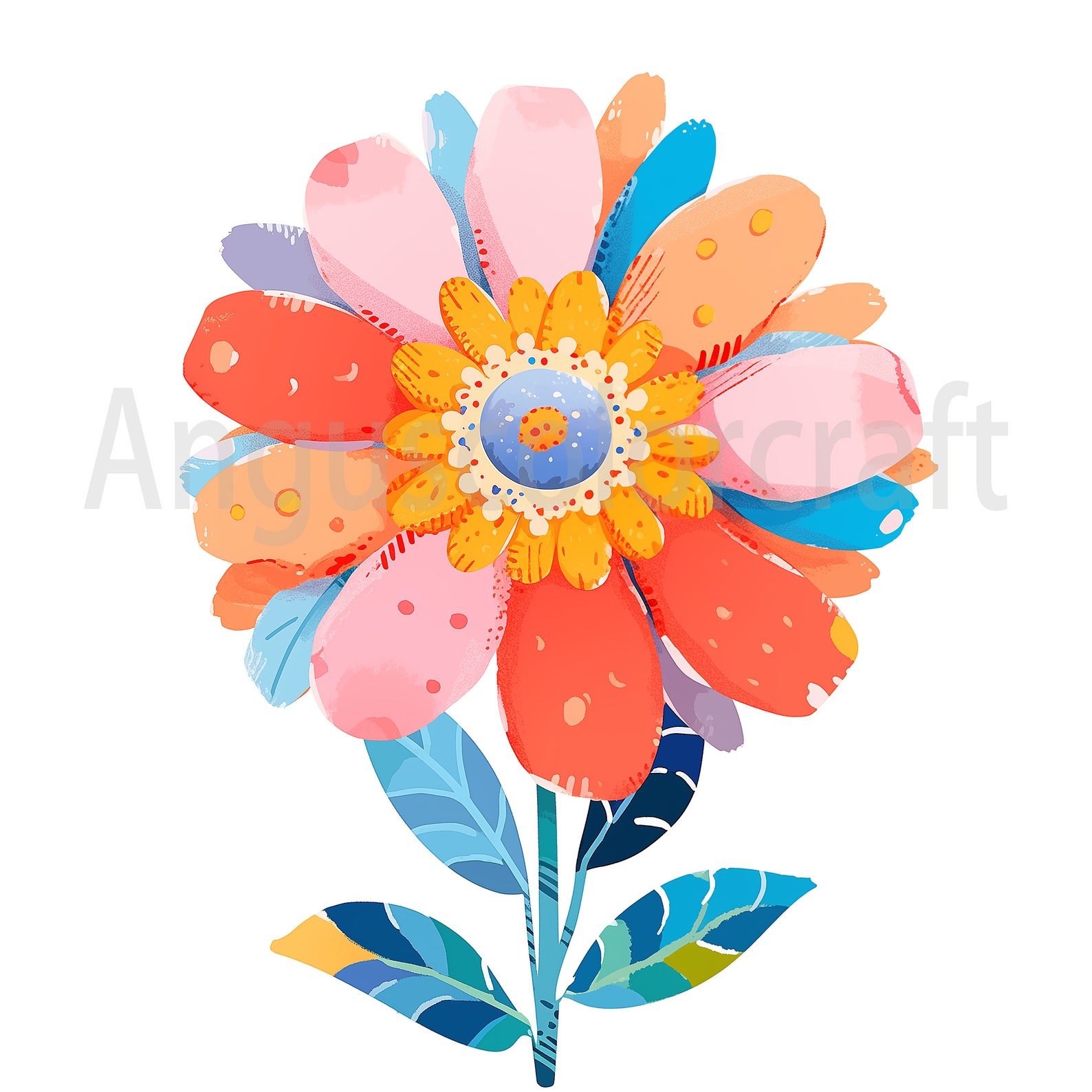 Quirky Flower Clipart-21 Jpgs- Digital Paper Craft, Journaling, Baby ...