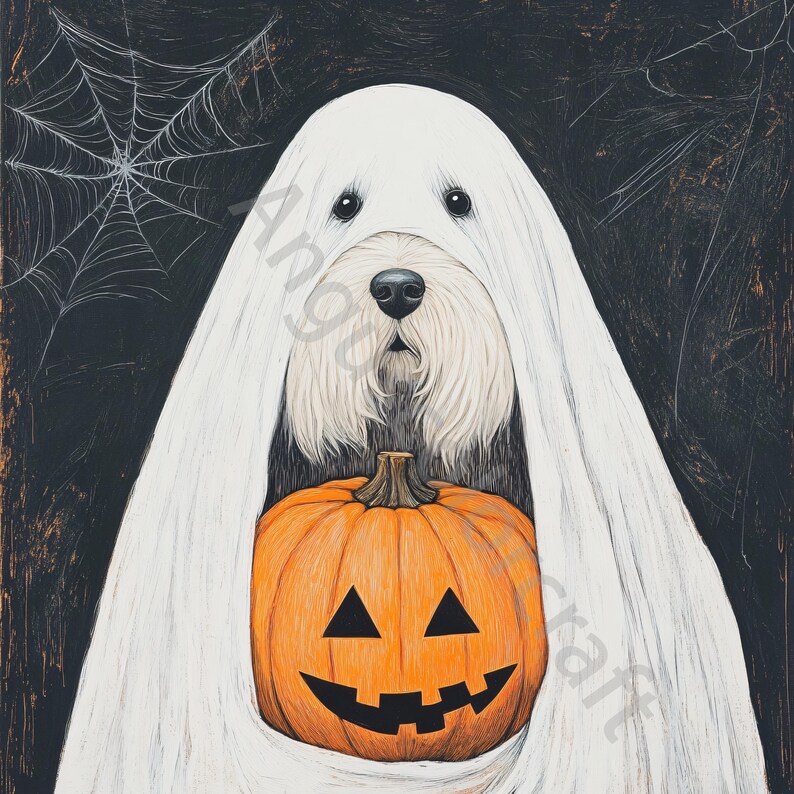 10 Jpgs Quirky Ghost Dog Clip Art Bundle, Halloween Clipart, Watercolor ...