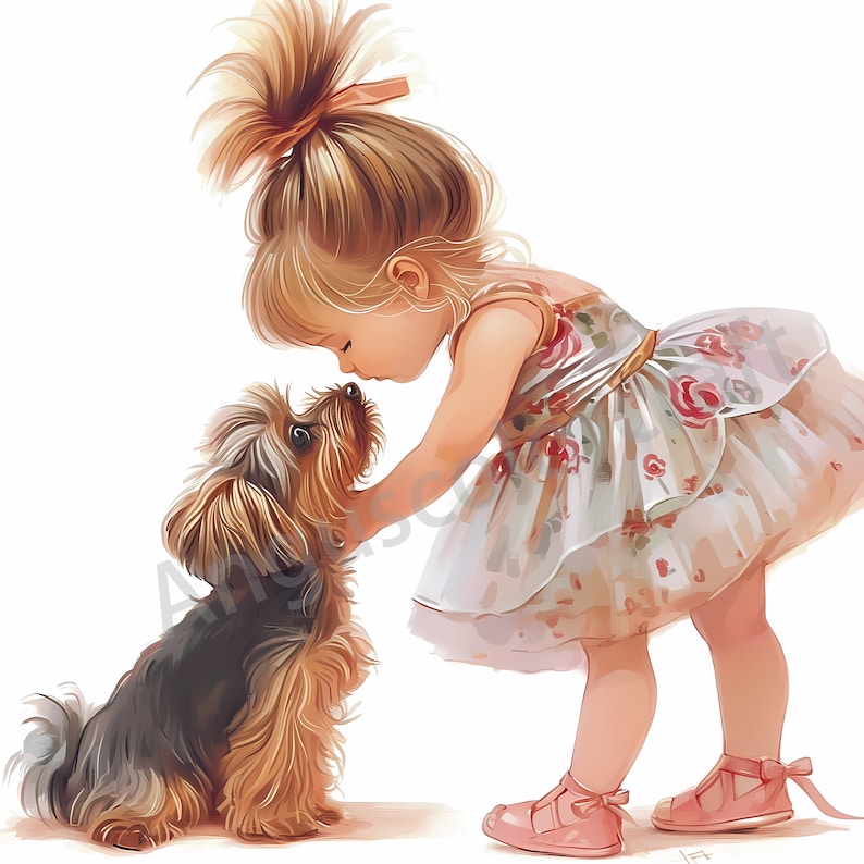 12 Best Friends Girl With Dog Clipart jpgs, Dog Lover, Cute Baby Girl ...