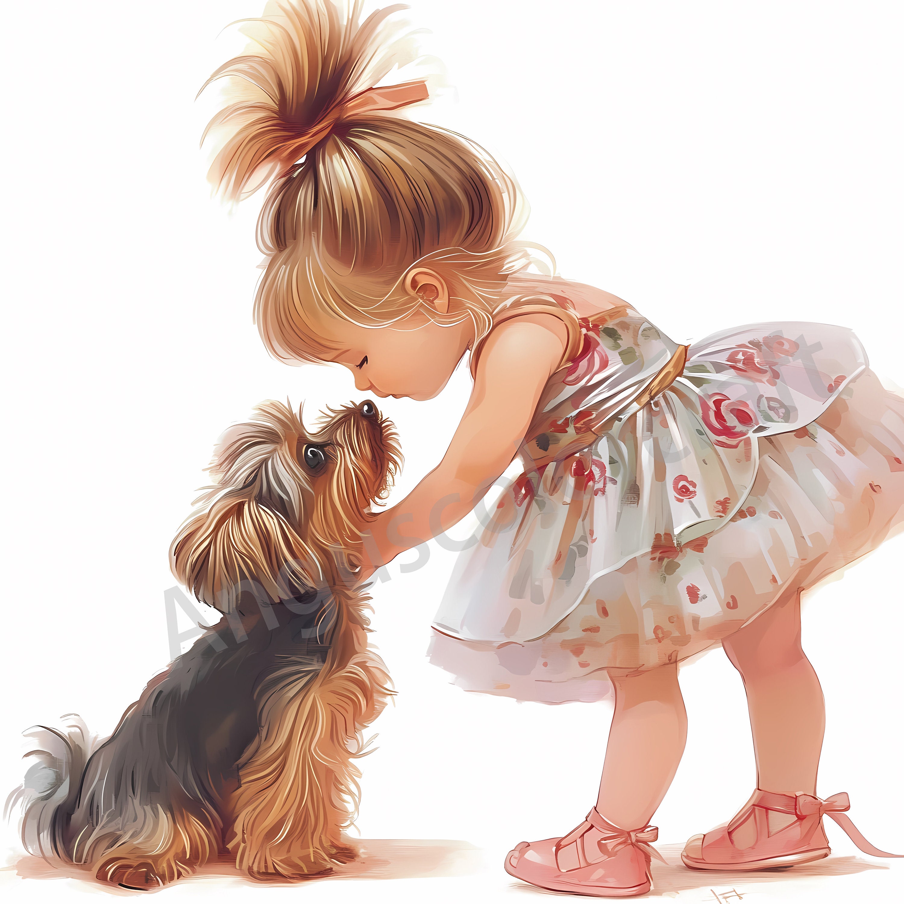 12 Best Friends Girl With Dog Clipart jpgs, Dog Lover, Cute Baby Girl ...