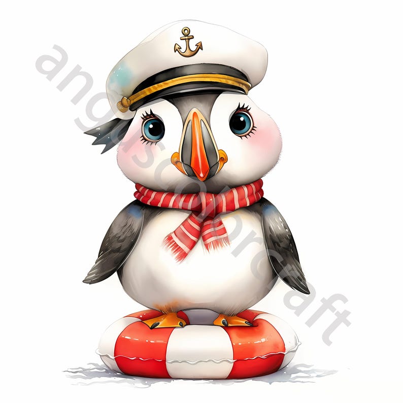 Cute Puffin Clip Art, Watercolor Clipart 10 JPG, Commercial Use ...