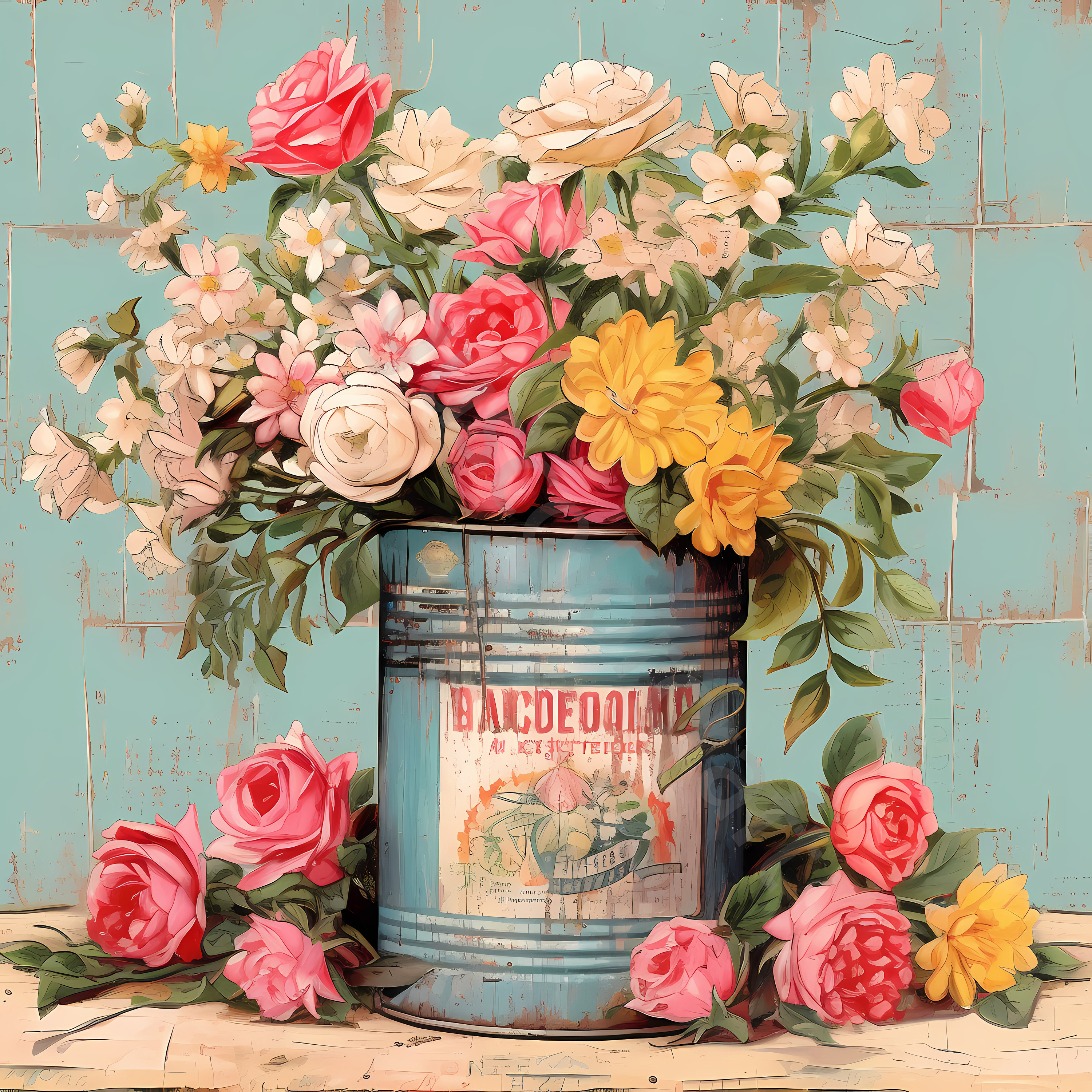 Shabby Chic Retro Cans and Flowers Clipart Bundle- 12 High Quality ...
