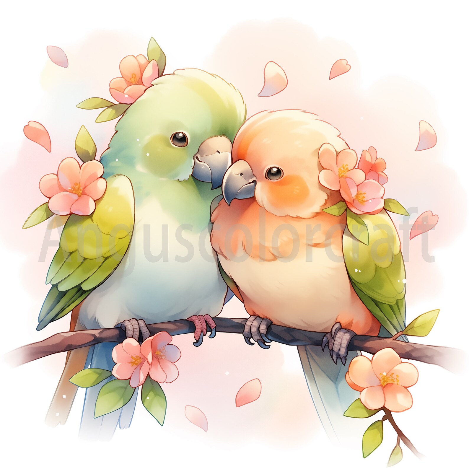 Two Love Birds Clipart, Parrot, Valentine's Day-18 High Quality Jpgs ...
