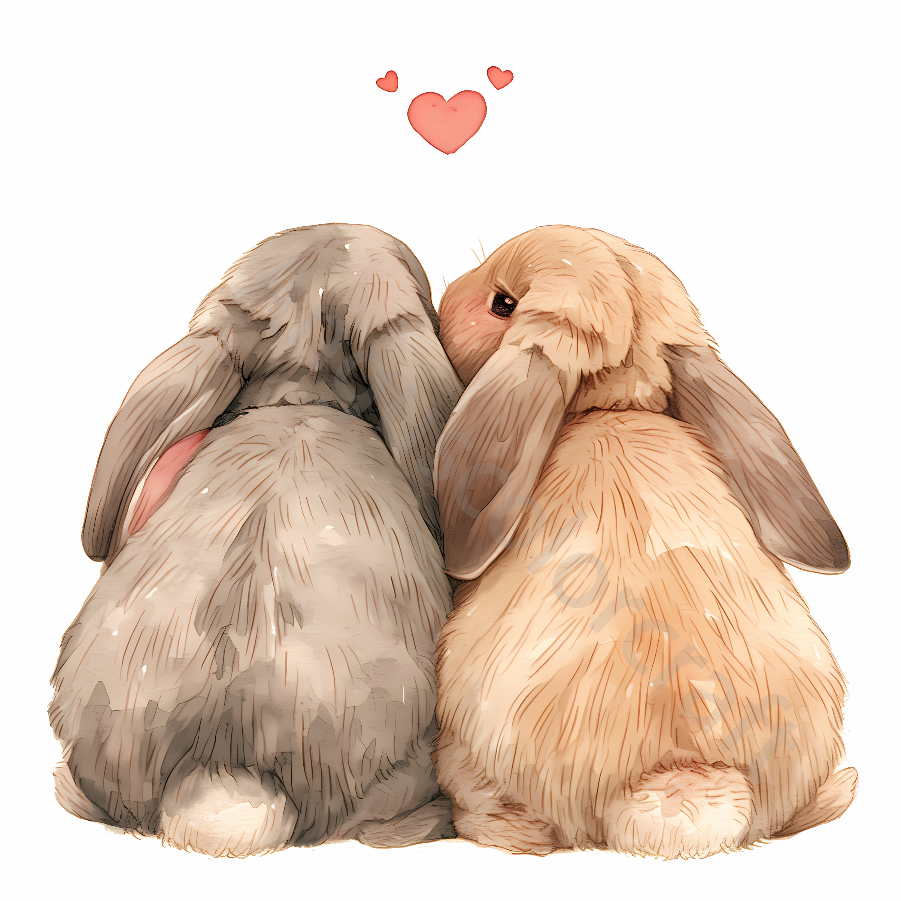 13 Cute Watercolor Couple Bunny Clipart Bundle, Rabbit With Heart ...