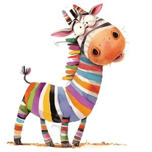 10 Quirky Funny Zebra Clip Art, Watercolor Clipart JPG, Junk Journaling ...