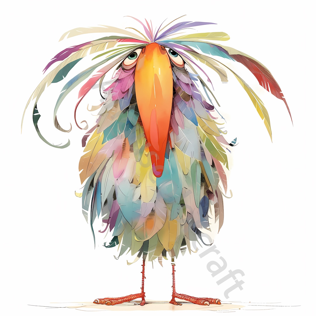18 Whimsical Birds Clipart, Funny Birds, Digital Clipart, Watercolor ...