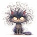 Frazzled Cat Clip Art 16 High Res Watercolor Funny Cat Clipart Jpgs for ...