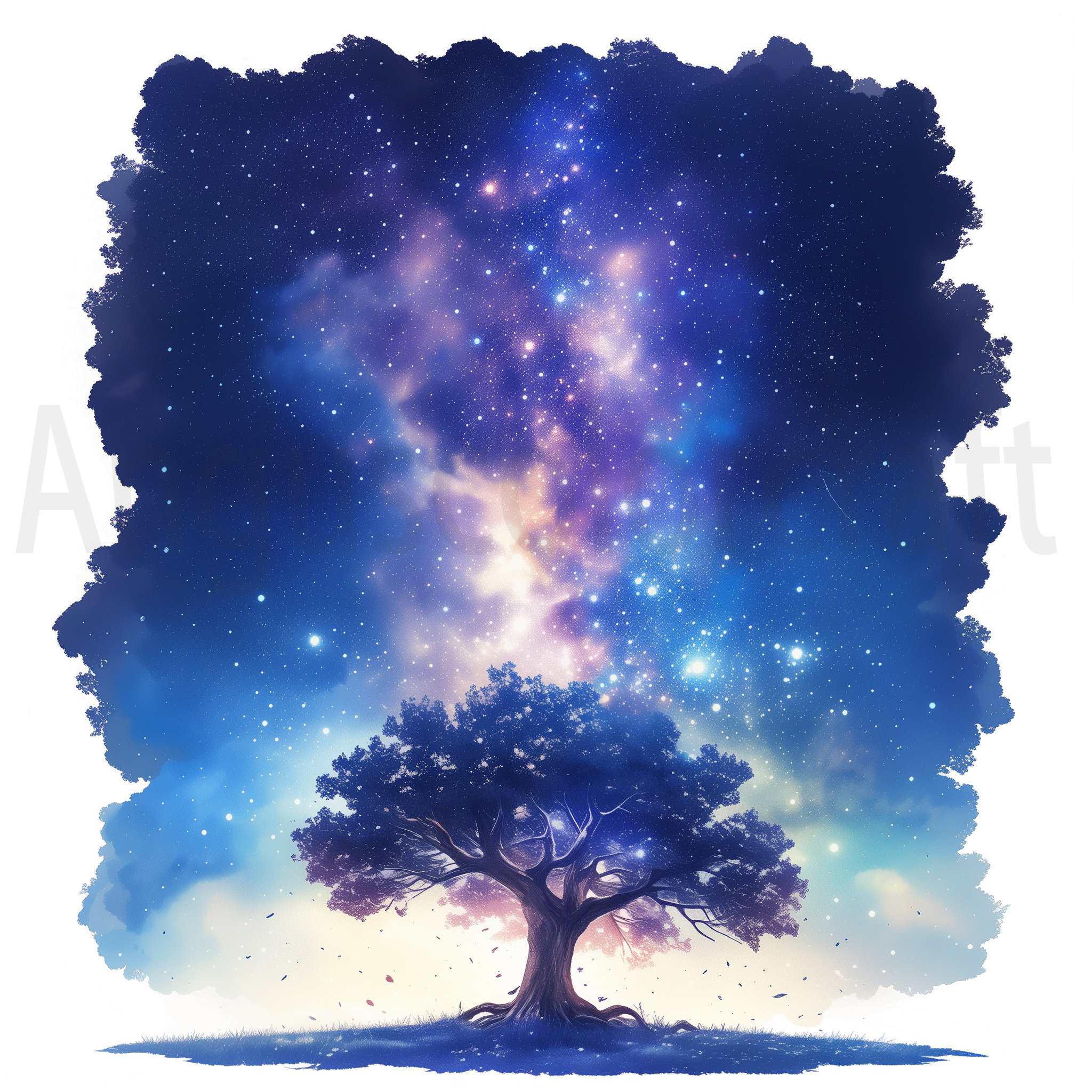 Galaxy Tree Clipart, Starry Sky Tree, Mystical Tree Clipart Bundle, 20 ...