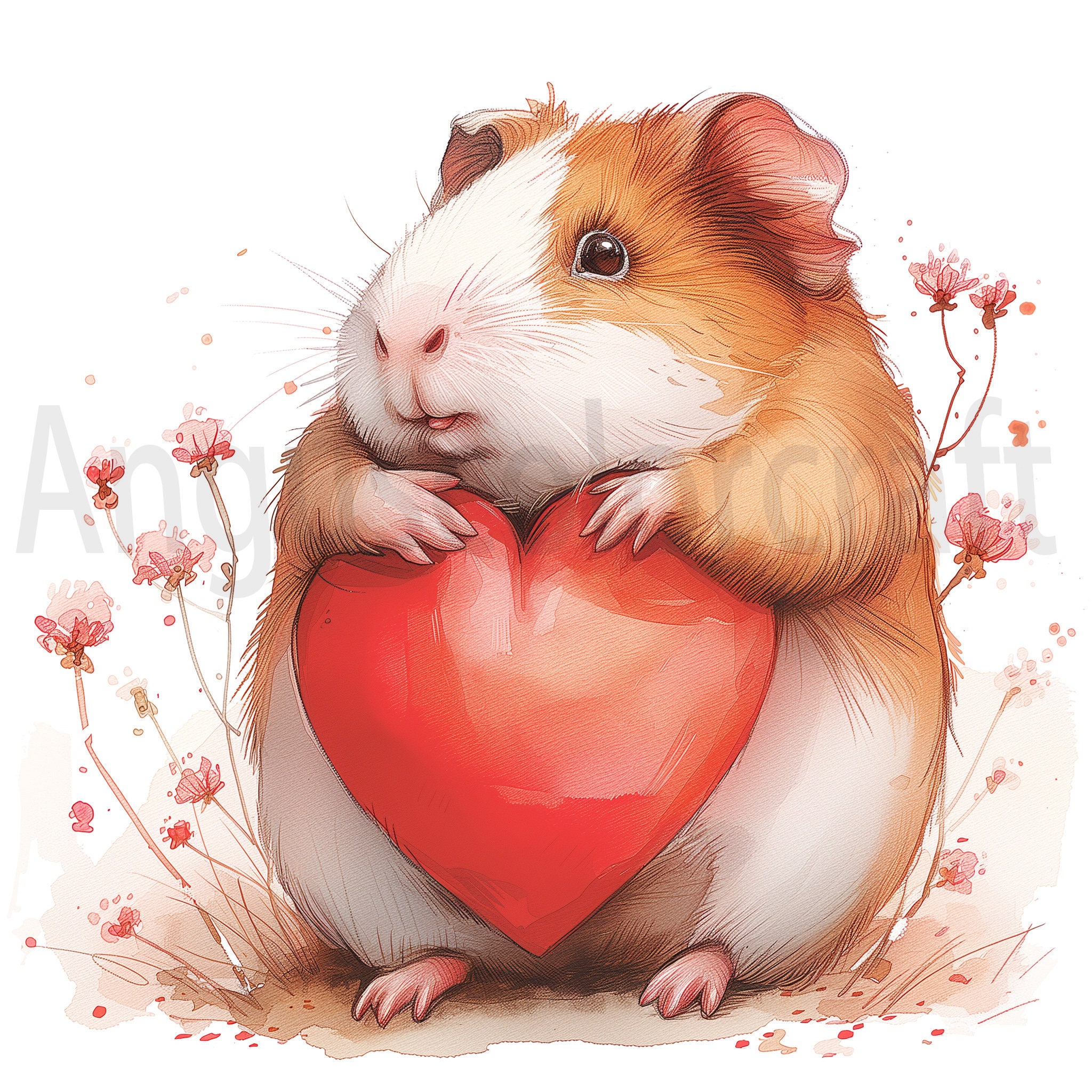 Valentine's Day Guinea Pig, 16 Clipart Bundle, Junk Journal, Digital ...