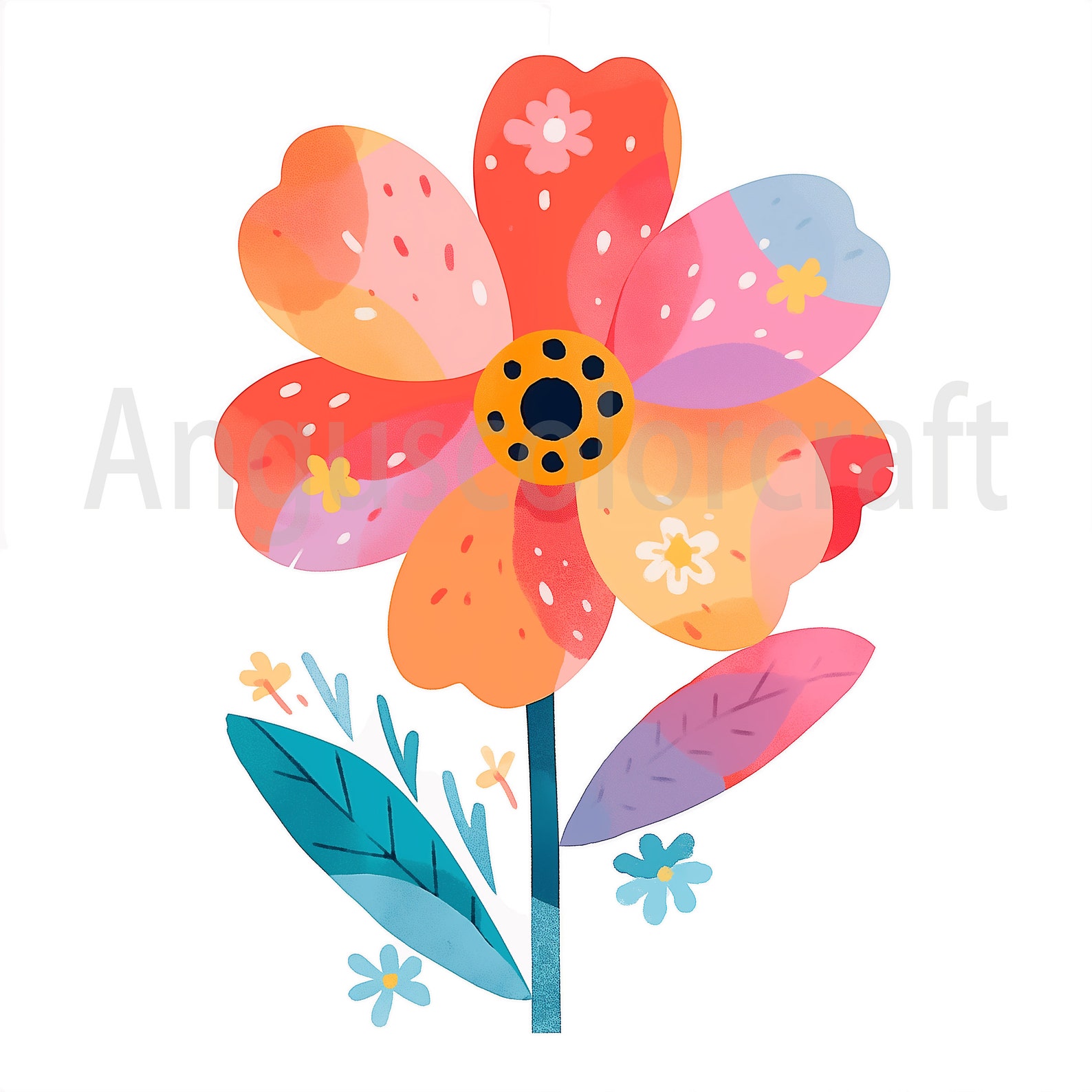 Quirky Flower Clipart-21 Jpgs- Digital Paper Craft, Journaling, Baby ...