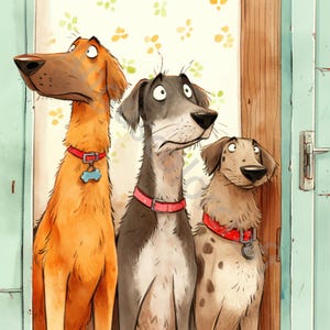 10 Dogs in Kitchen Clip Art, Vintage Watercolor Clipart JPG, Junk ...