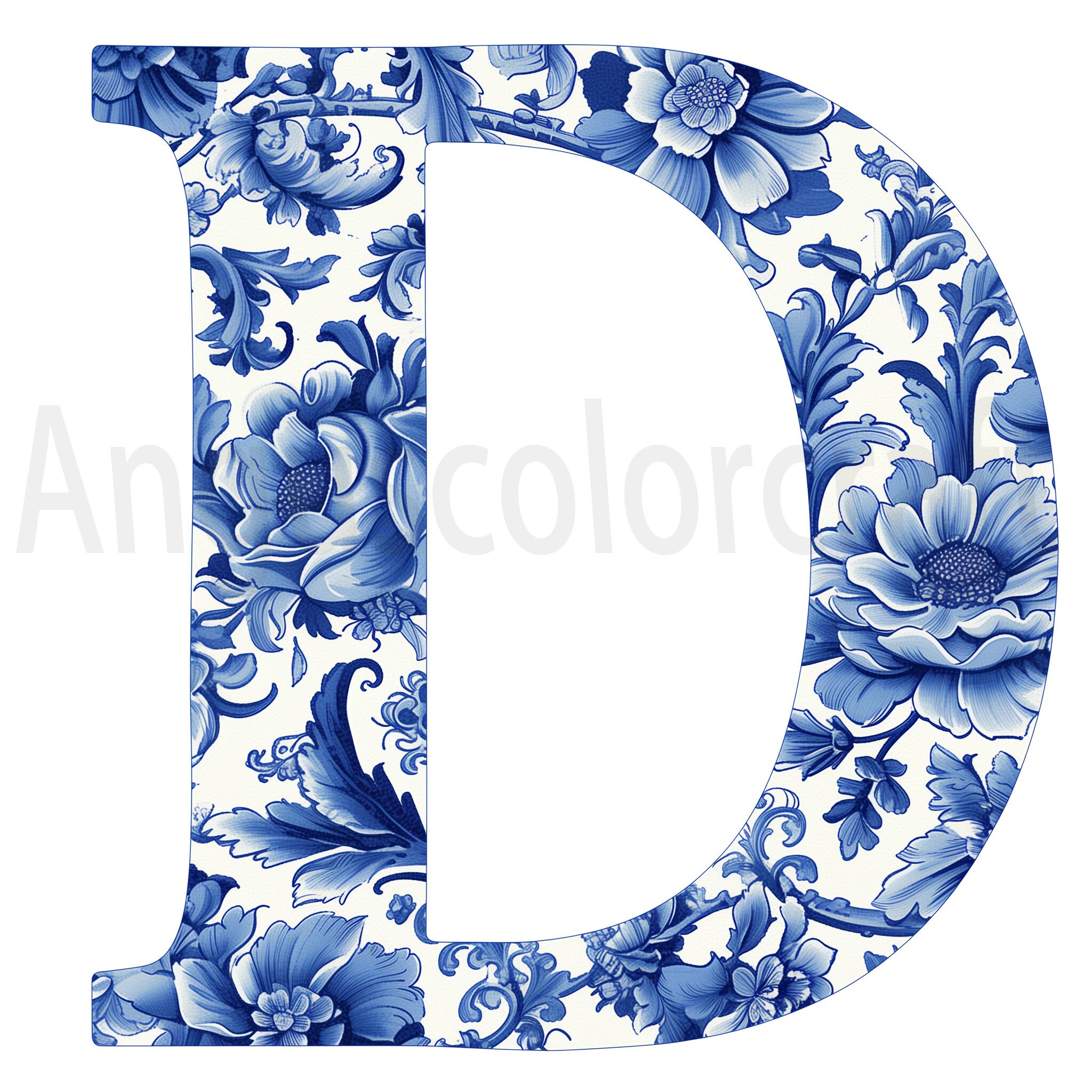 Traditional Chinese Blue and White Porcelain Alphabet Clipart 26 High ...